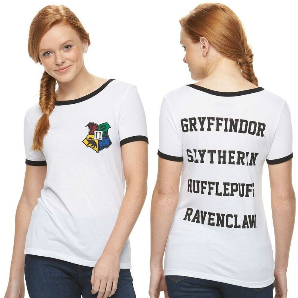 New! Harry Potter Hogwarts Ringer T-Shirt Gryffindor … - Gem